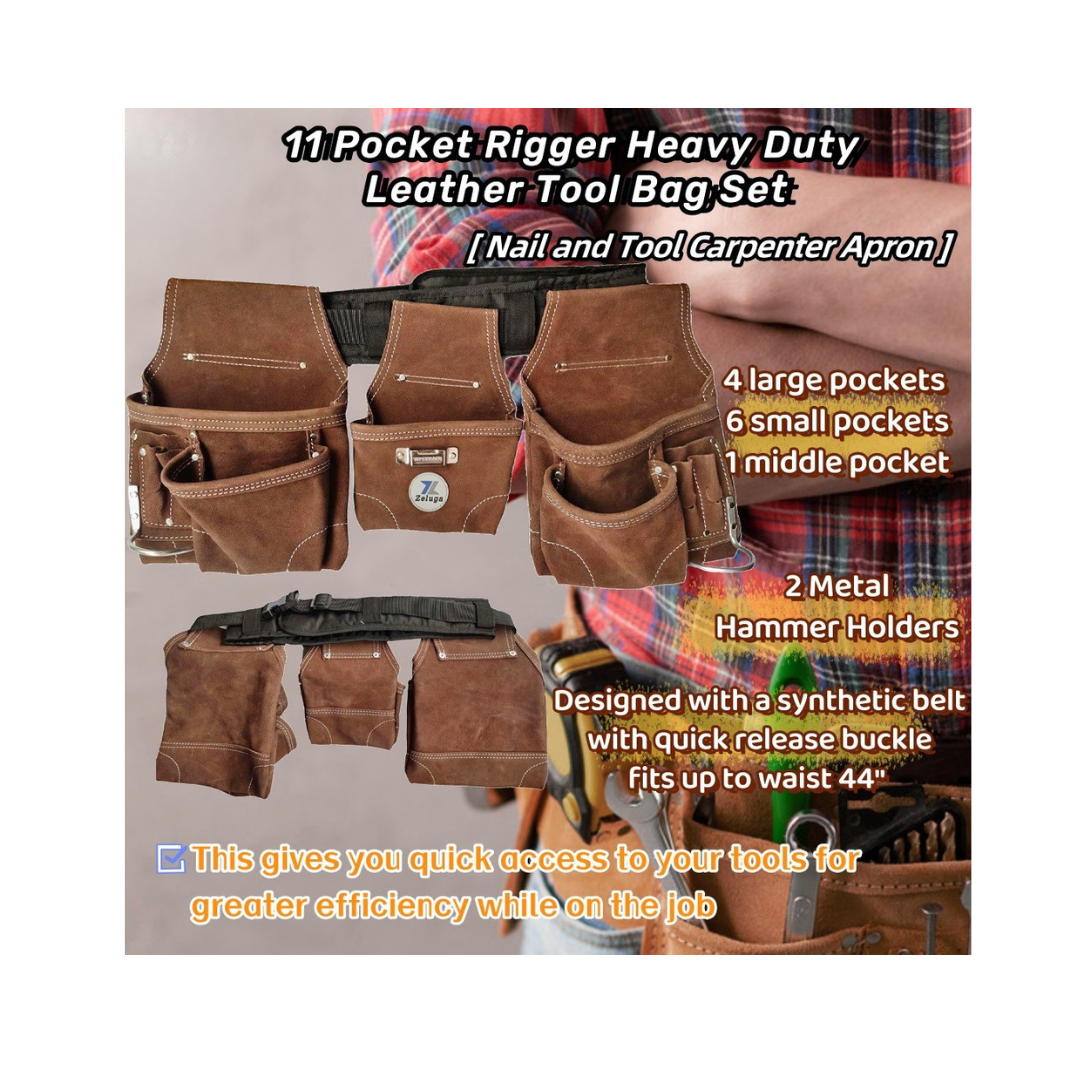 11 Pocket Rigger Kit Bolsa Herramientas Cuero 20-119 | Zeluga – Jireh ...